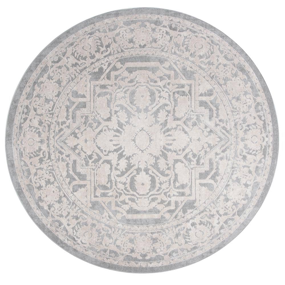 Reviews for SAFAVIEH Reflection Light Gray/Cream 5 ft. x 5 ft. Border ...