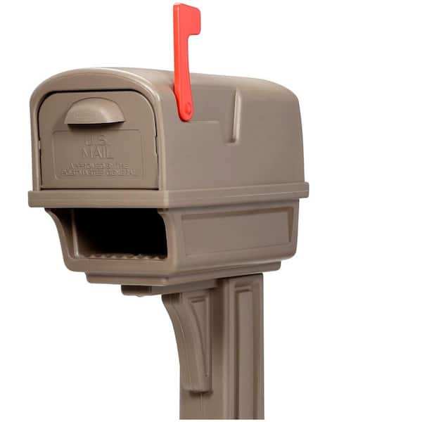 Rubbermaid Gentry All-in-One Plastic Mailbox and Post Combo, Mocha ...