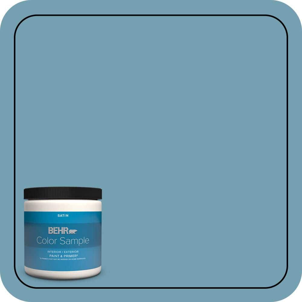BEHR PREMIUM PLUS 8 oz. #S480-4 Saga Blue Satin Enamel Interior ...