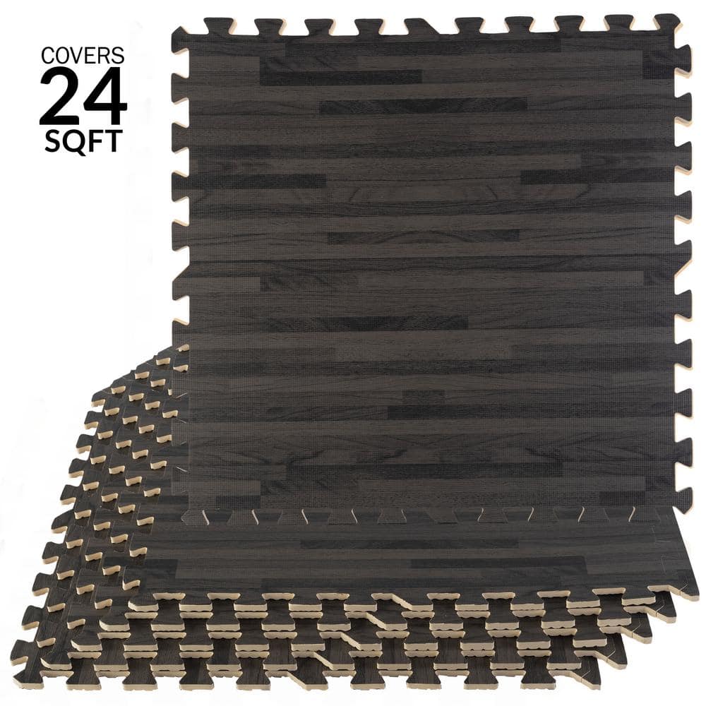 Stalwart Black Woodgrain 24 in. W x 24 in. L x 0.375 in H - Gym ...