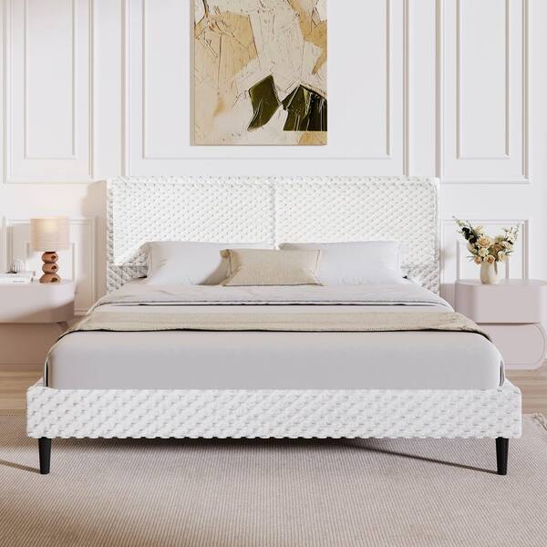 CHRISTOPHER KNIGHT HOME Trevisan Modern White Plush Fabric Upholstered ...