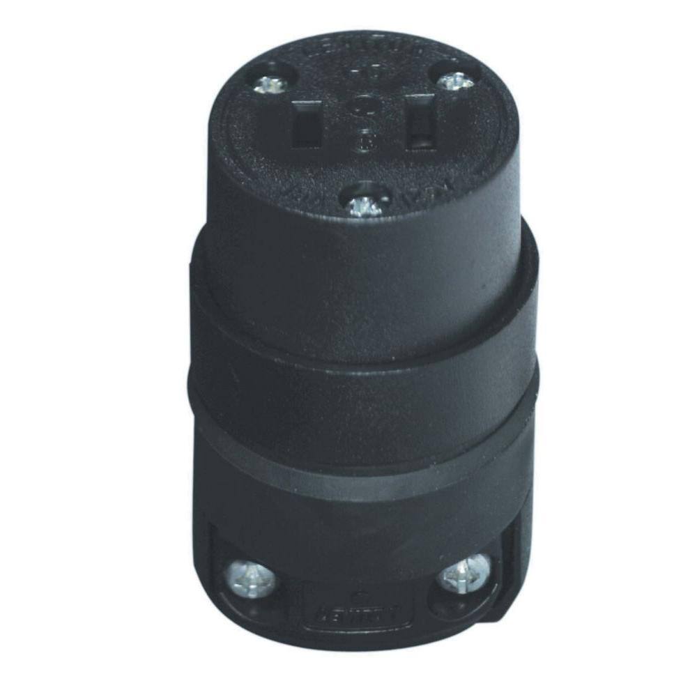 Leviton 15 Amp Polarized Rubber Round Connector, Black 115CR 115CR ...
