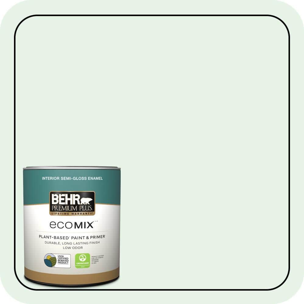 BEHR PREMIUM PLUS 1 qt. #PPL-25 Sign Of Spring Semi-Gloss Enamel EcoMix ...