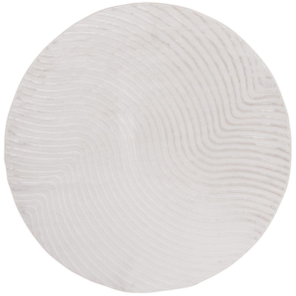 SAFAVIEH Archway 7 ft. x 7 ft. Ivory/Ivory Abstract Swirls Round Area ...