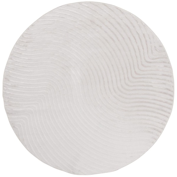 SAFAVIEH Archway 7 ft. x 7 ft. Ivory/Ivory Abstract Swirls Round Area ...