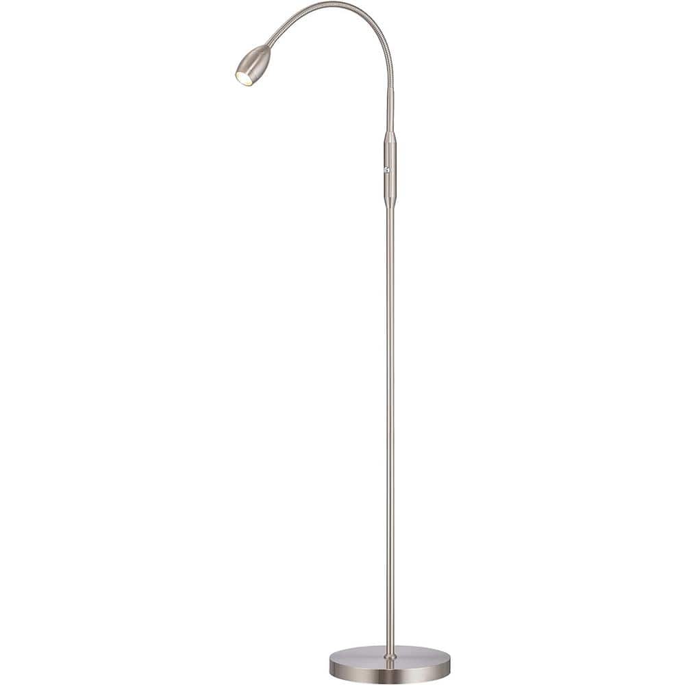 O'Bright 52 in. Silver Dimmable Swing Arm Metal Full Range LED Floor ...