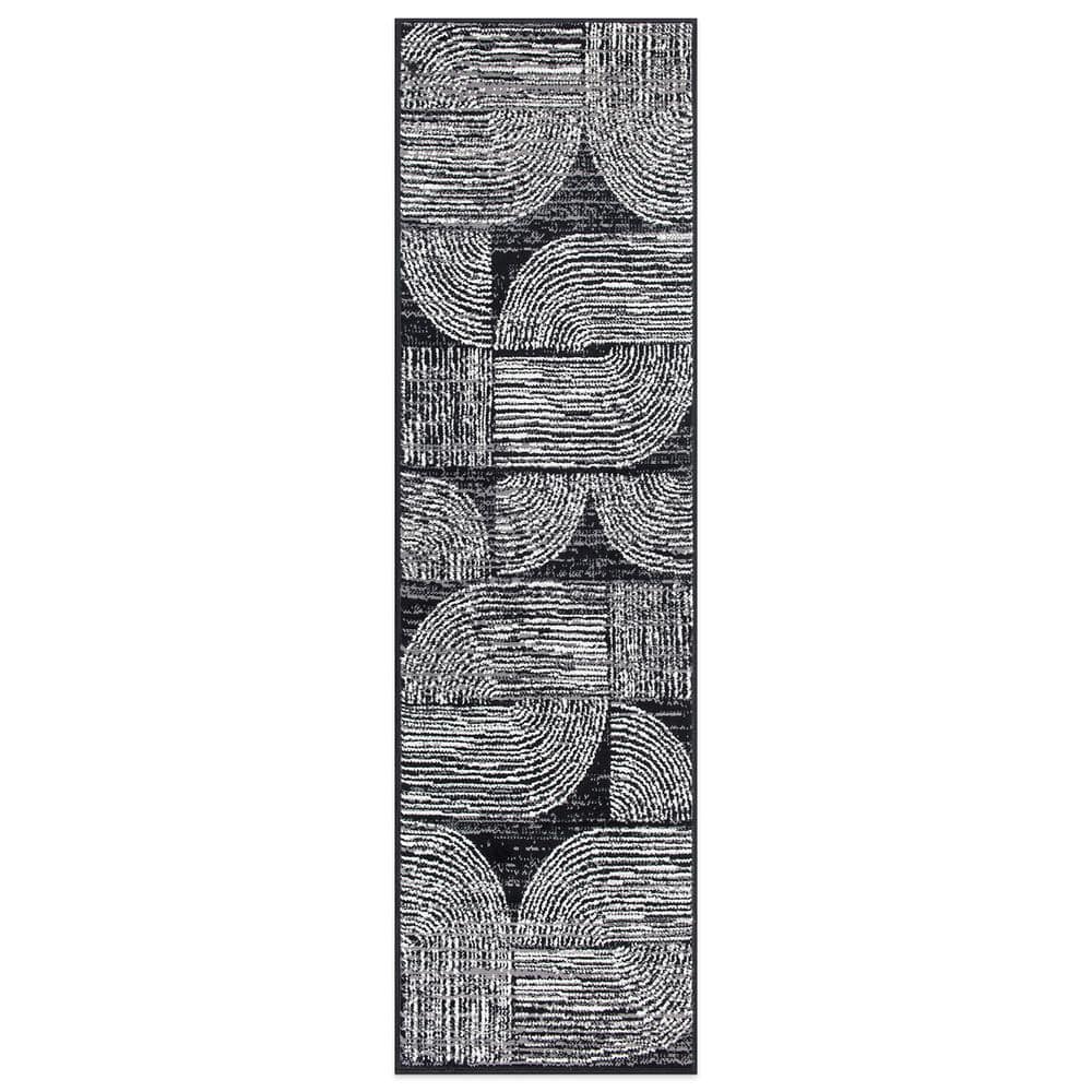 World Rug Gallery Milan Black 2 ft. x 7 ft. Contemporary Bohemian Arch ...