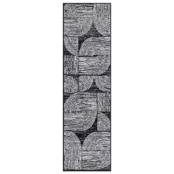 World Rug Gallery Milan Black 2 ft. x 7 ft. Contemporary Bohemian Arch ...