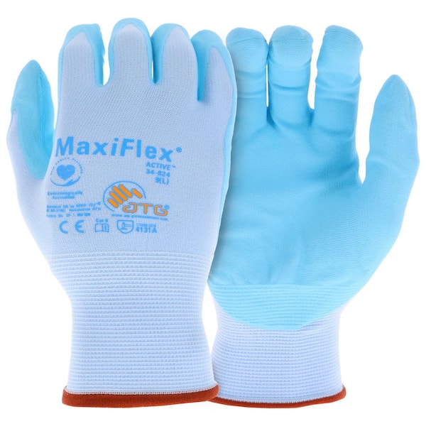 ATG MaxiFlex Active Women's Large Blue Light-weight Nitrile Coated ...
