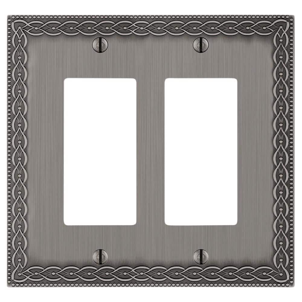 Hampton Bay Amelia 2-Gang Rocker Antique Nickel Cast Metal Wall Plate ...