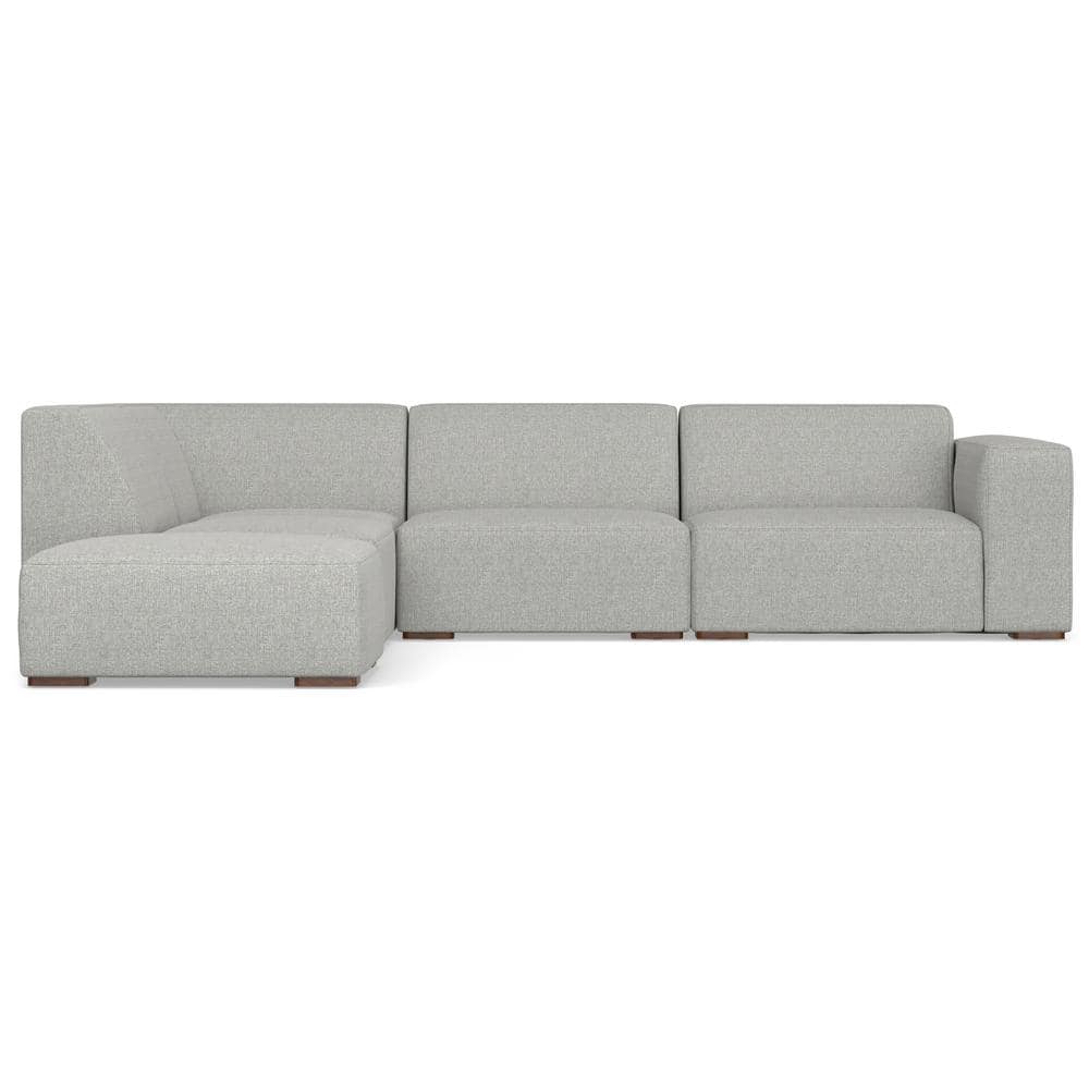 Simpli Home Rex 116 in. Straight Arm Woven Performance Fabric L-shaped ...