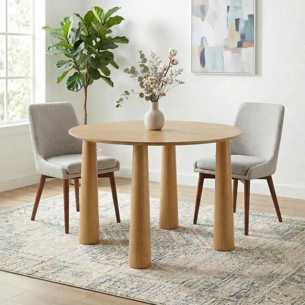 Dovelina Kathleen Wood Round Wood Top 45 in. 4 Legs Dining Table Seats ...