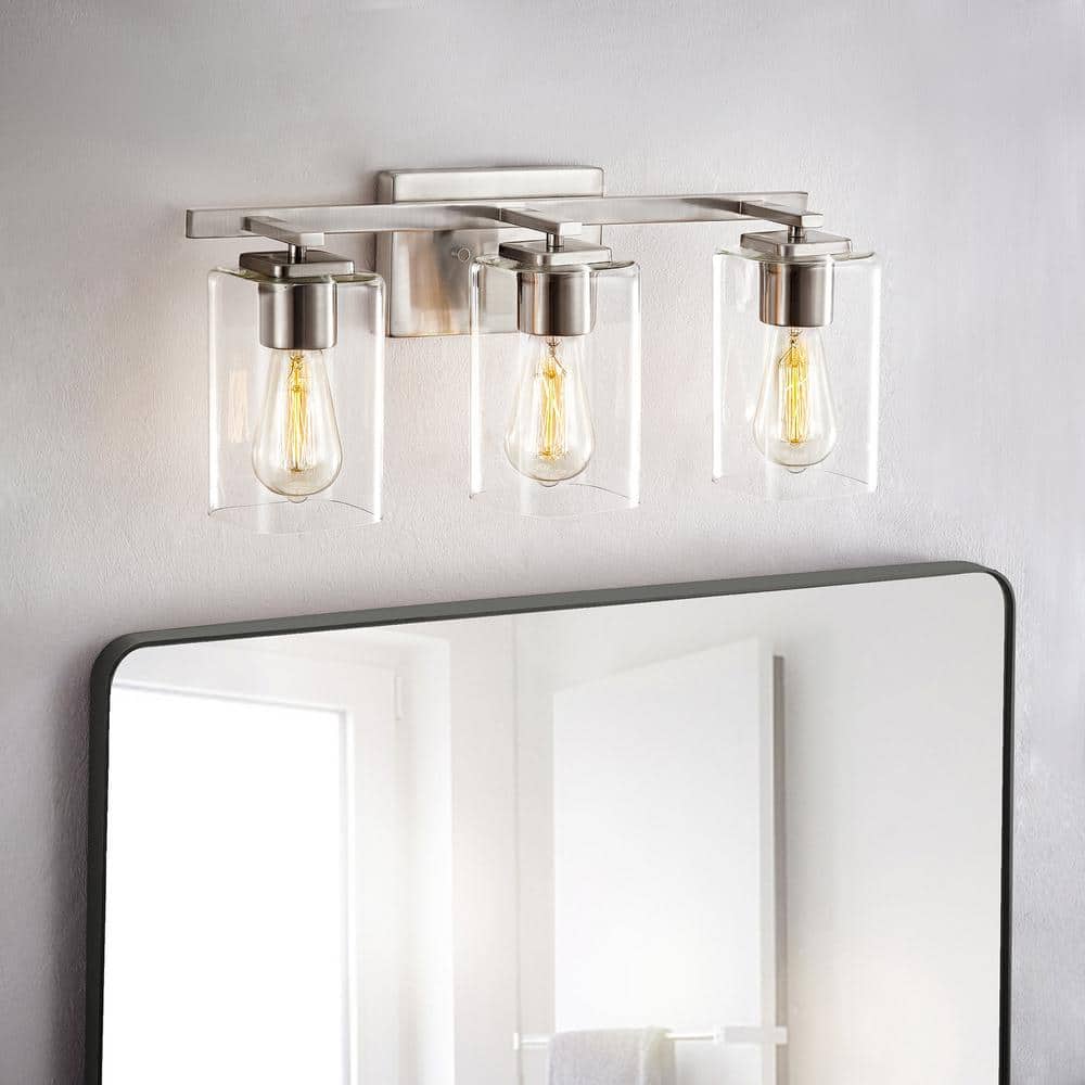 KAWOTI 20.75 in. 3-Light Brushed Nickel Bathroom Vanity Light with ...