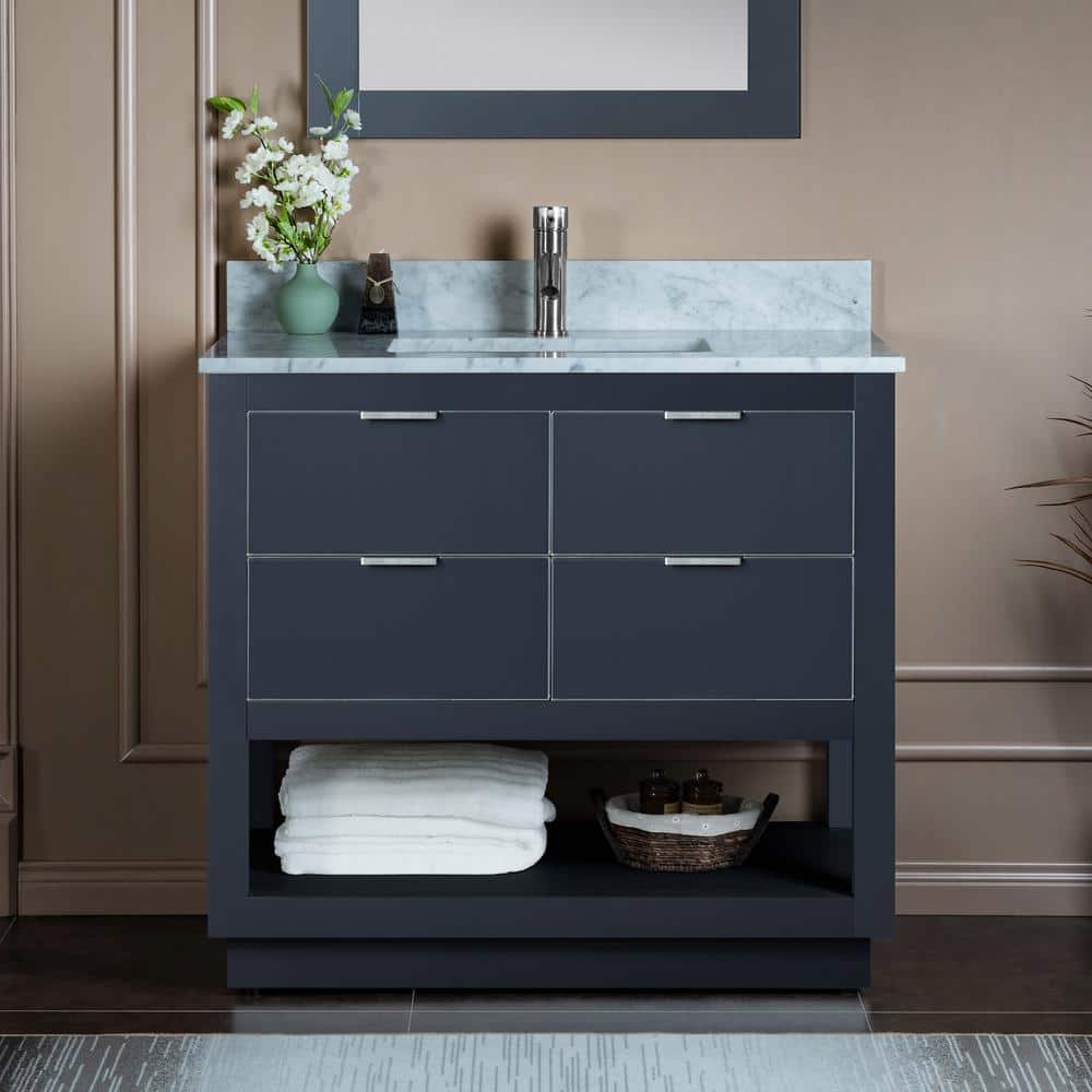 WOODBRIDGE Venice 43 in.W x 22 in.D x 38 in.H Bath Vanity in Gray with ...