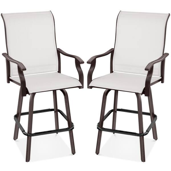 Best Choice Products Ivory Metal Outdoor Swivel Patio Bar Stool Chairs ...