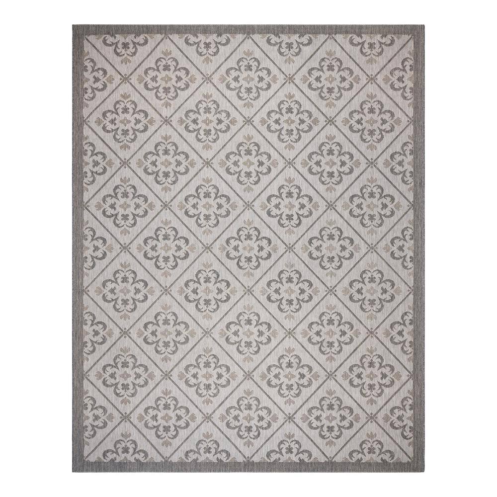 Gertmenian Paseo Bronte Ash/Steel 5 ft. x 7 ft. Striped Indoor/Outdoor ...