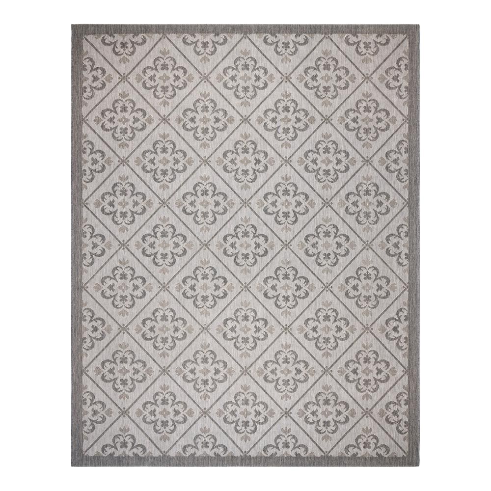 Gertmenian Paseo Bronte Ash/Steel 8 ft. x 10 ft. Striped Indoor/Outdoor ...