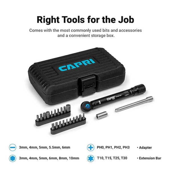 Capri Tools 1/4 in. Drive 3 to 16 Nm Mini Torque Wrench Set CP31800-16NM - The Home Depot