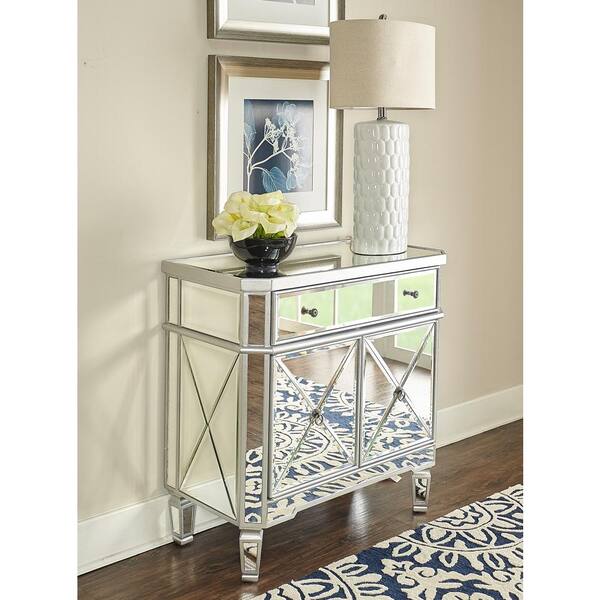 Powell Furniture Console Cabinet With Mirrored Glass Door | Cabinets ...