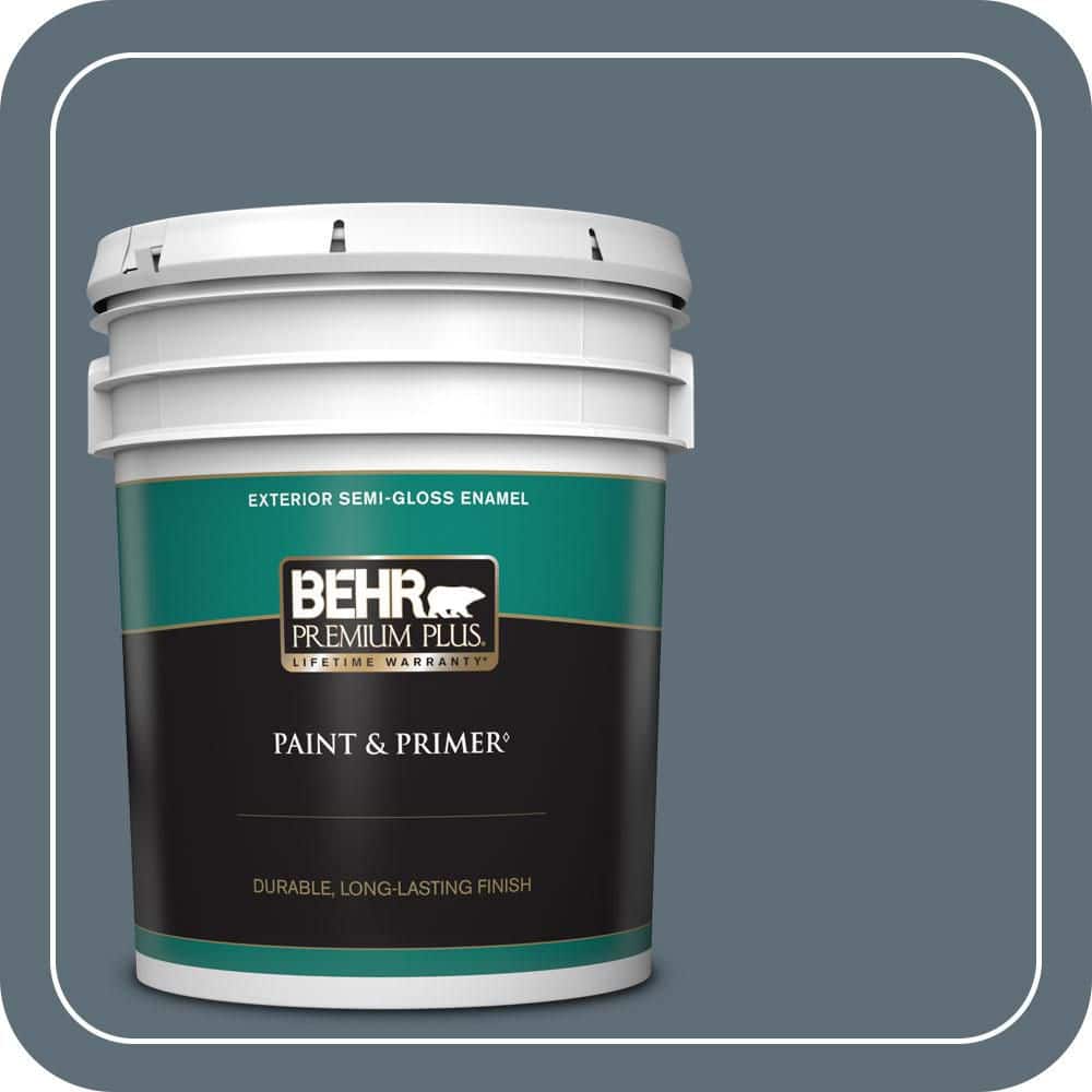 BEHR PREMIUM PLUS 5 gal. #N480-6 NYPD Semi-Gloss Enamel Exterior Paint ...