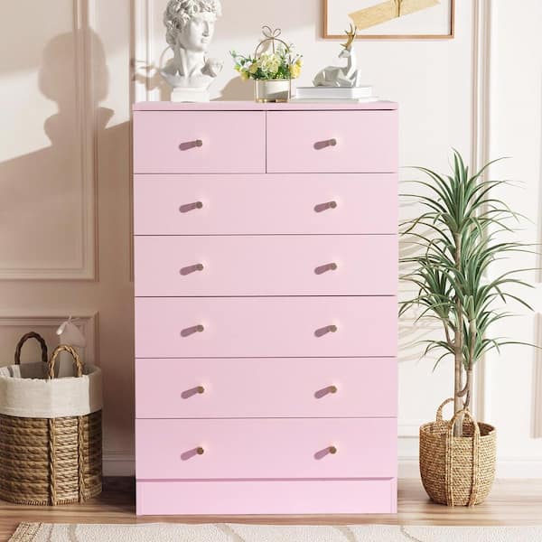 Karl home Pink 7-Drawer 25. 98 in. Wide Chest of Drawers K1G52005500 ...