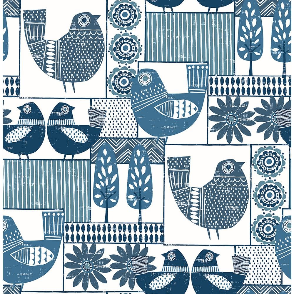 A-Street Prints Hennika Blue Patchwork Blue Wallpaper Sample 2821 ...