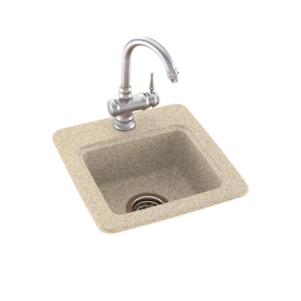 Swan Solid Surface 15 in. 1-Hole Dual Mount Bar Sink in Bermuda Sand ...