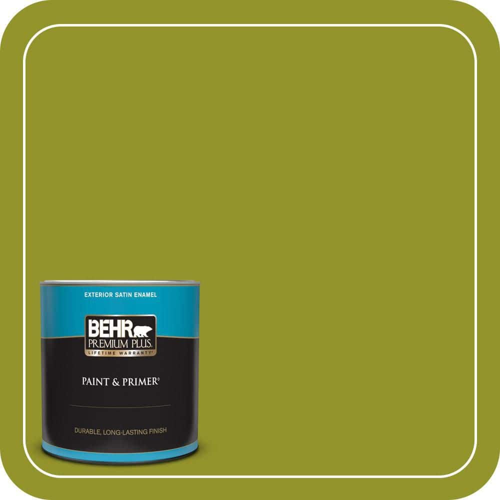 BEHR PREMIUM PLUS 1 qt. #P350-7 Lazy Lizard Satin Enamel Exterior Paint ...