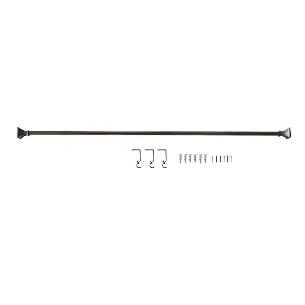 StyleWell 48 in.-84 in. Telescoping 5/8 in. Curtain Rod Set in Brushed ...