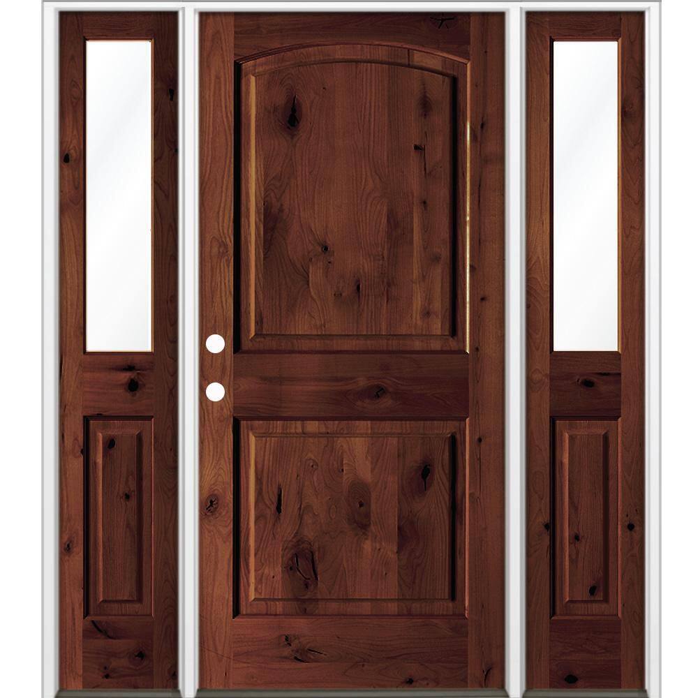 Krosswood Doors 58 in. x 80 in. Knotty Alder 2-Panel Arch Right-Hand ...