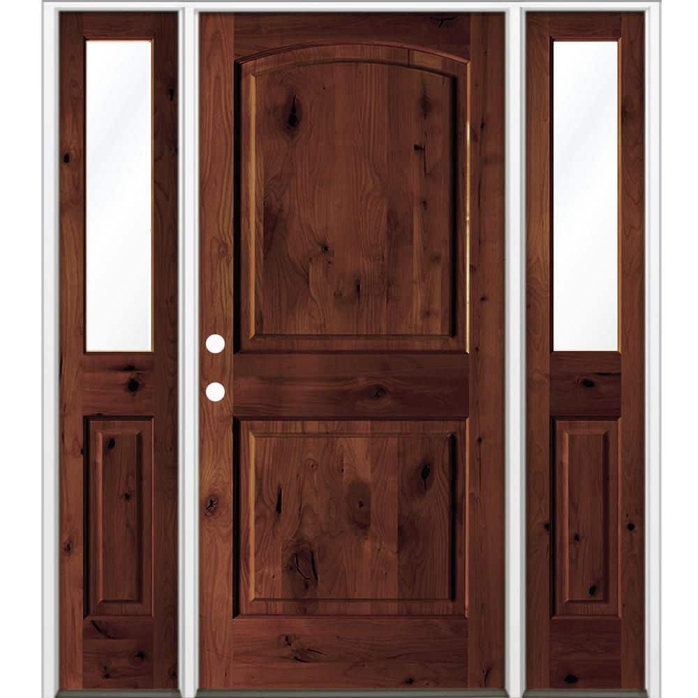 Krosswood Doors 64 in. x 80 in. Knotty Alder 2-Panel Arch Right-H ...