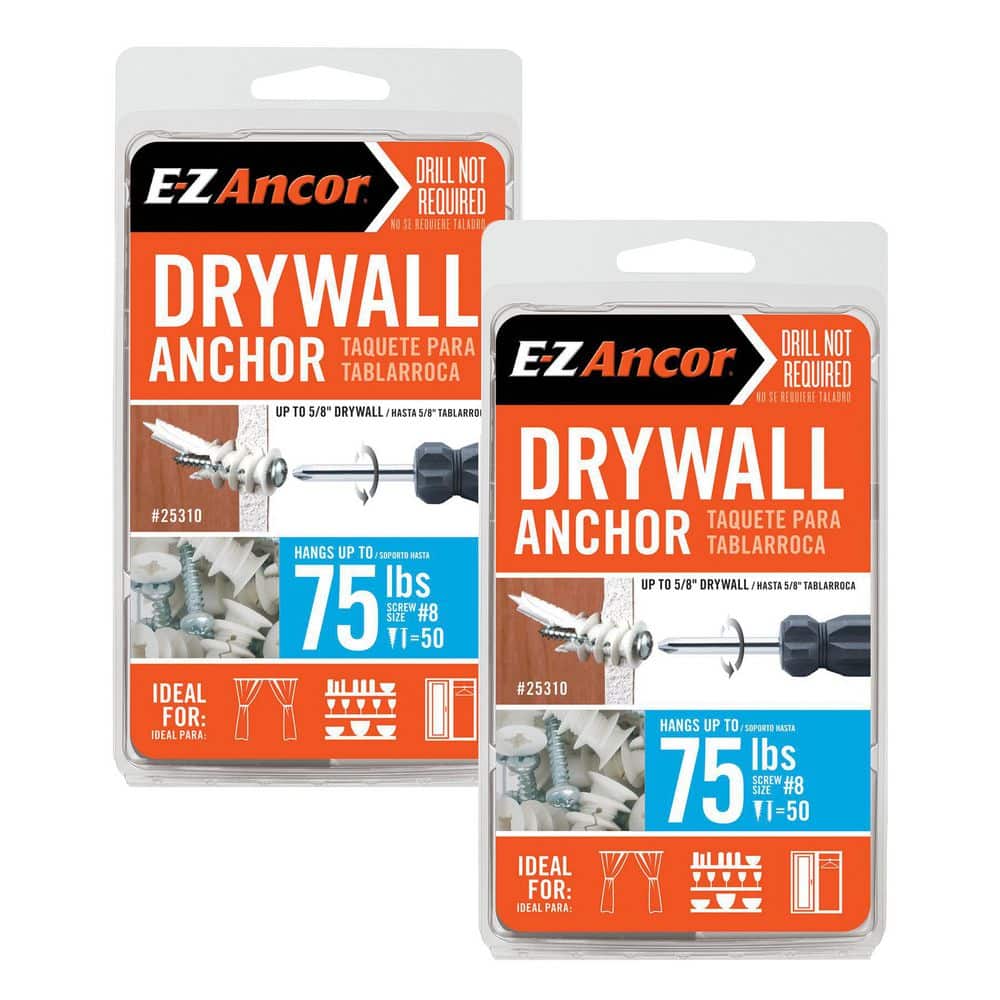 E-Z Ancor Twist-N-Lock 75 lbs. Medium Duty Drywall Anchors Combo ...