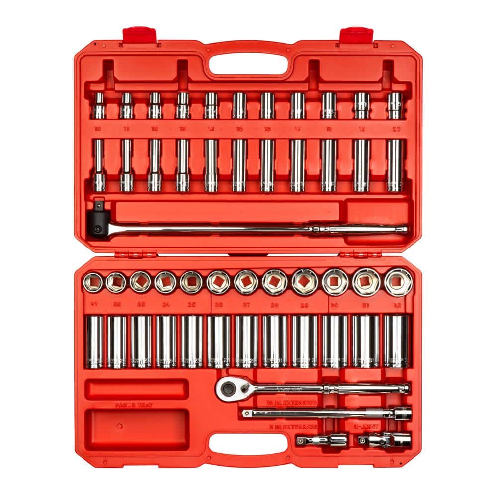 TEKTON 1/2 in. Drive 6-Point Socket and Ratchet Set (52-Piece) SKT25201 ...