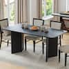 Dovelina Brix Modern Rectangle Black Wood Top 67 in. Double Pedestal Base Dining Table Seats 6 ...