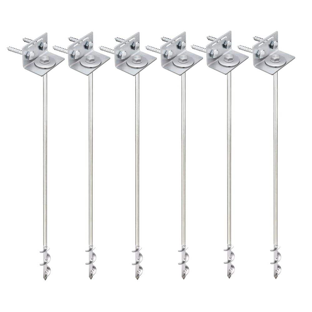MOEPISY Ground Anchors Screw in 24 in. Set of 6 with Brackets and Drill ...