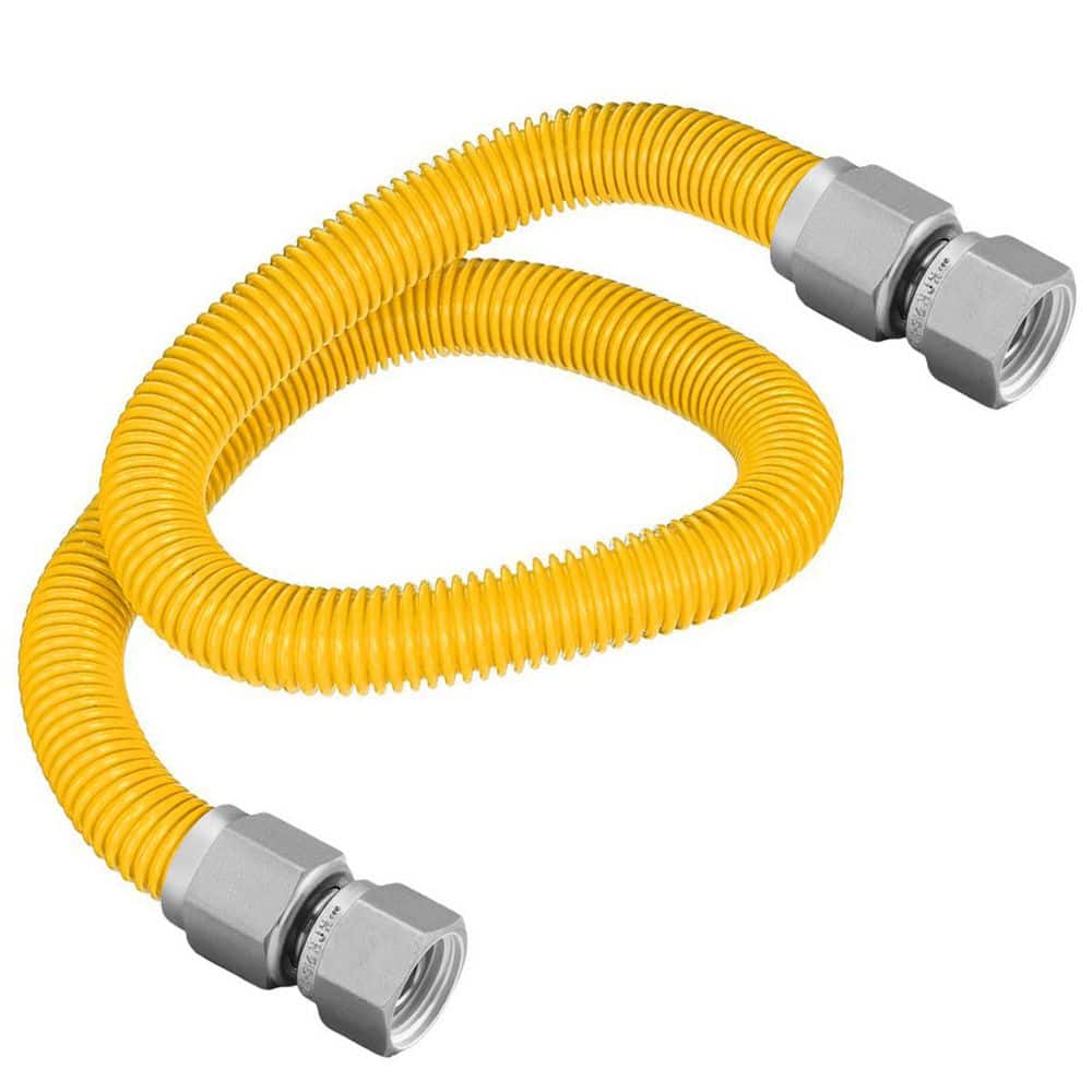 PLUMBFLEX 36 in. Gas Connector with Fittings, Yellow Coated Gas ...