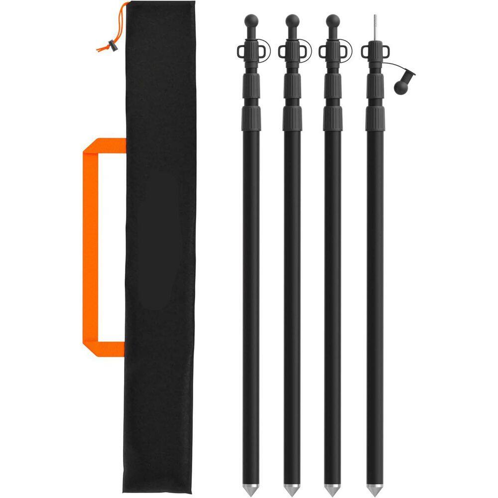 KIWDZFU 7.7 ft Telescoping Aluminum Tarp Poles Non-Slip Cone Bottom ...