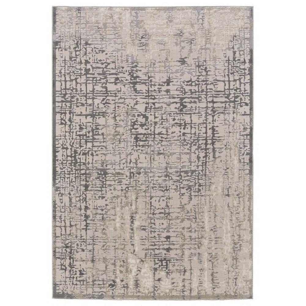 HomeRoots 2 ft. x 8 ft. Gray, Ivory Abstract Area Rug 2000511381 - The ...