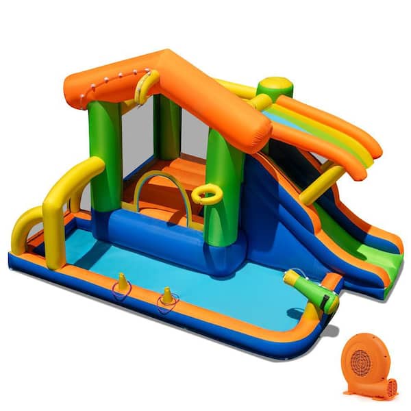 Karl home Inflatable Water Park Bounce House with Climbing Wall and 350 ...