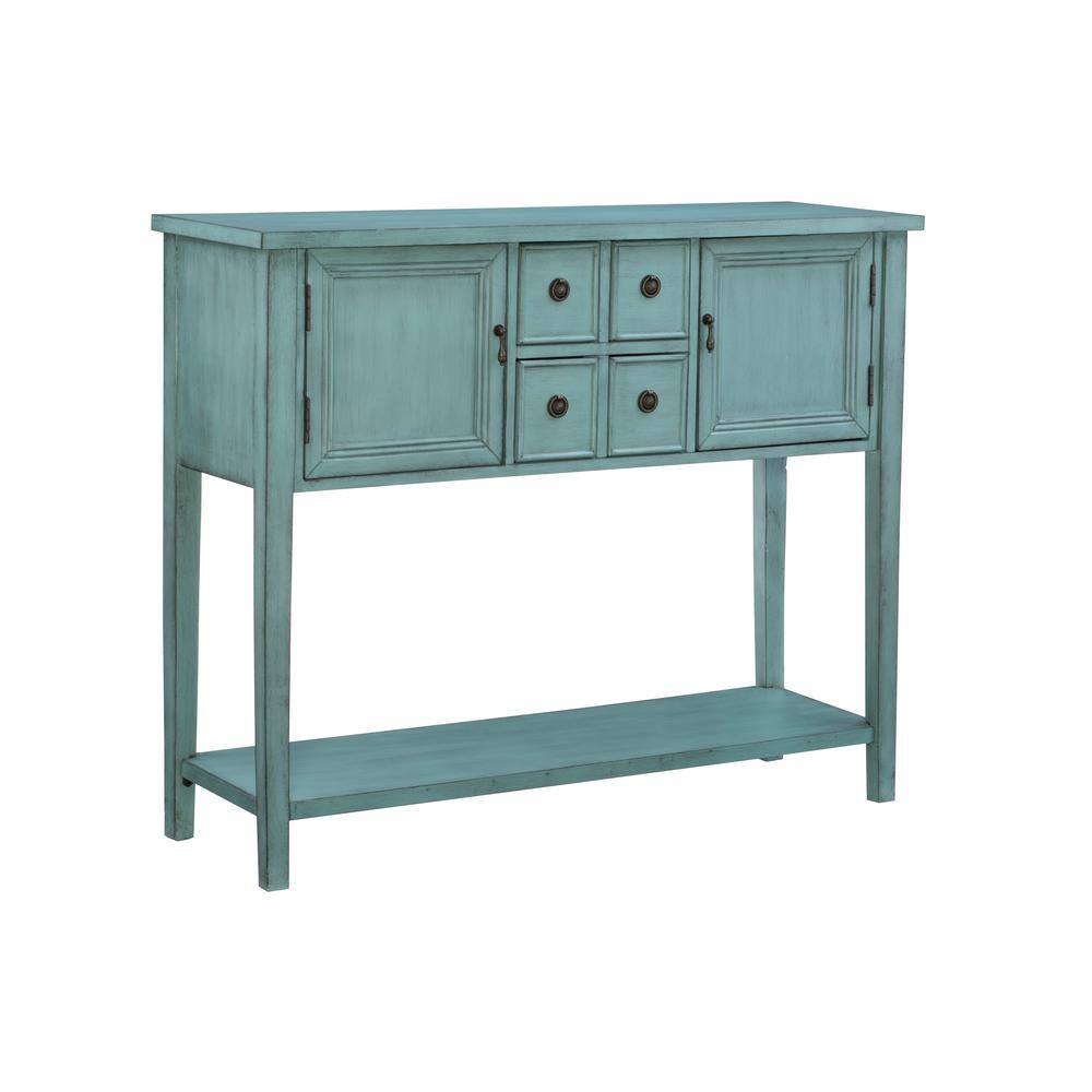 Powell Company Portland 46 in. Blue Standard Rectangle Wood Console ...