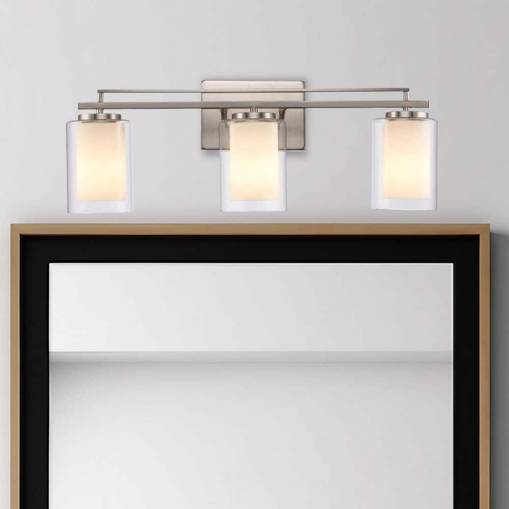 Bel Air Lighting Lisbon 24 in. 3-Light Brushed Nickel Bathroom Vanity ...