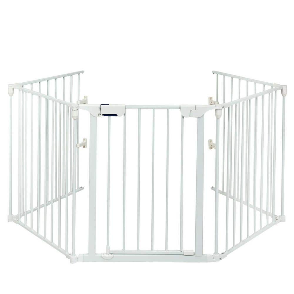 FORCLOVER 115 in. Length 5 Panel Dog Gates Adjustable Wide Fence HYP ...