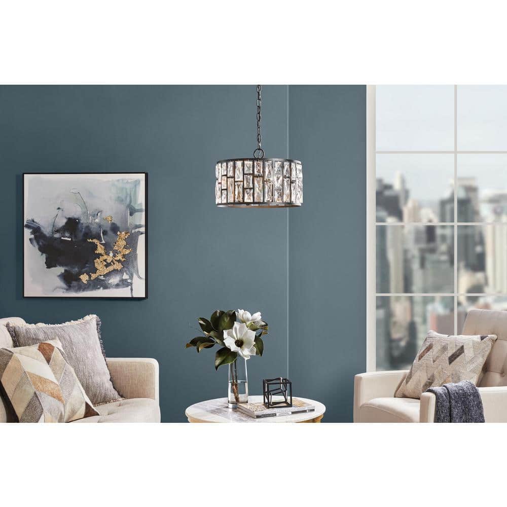 Home Decorators Collection Kristella 4-Light Black Crystal Chandelier ...