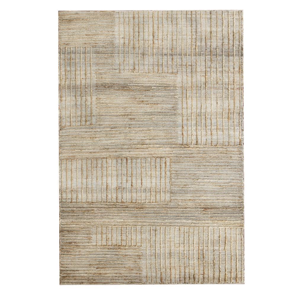 Mauri Natural 9 ft. x 12 ft. Striped Modern Jute Blend Area Rug ...