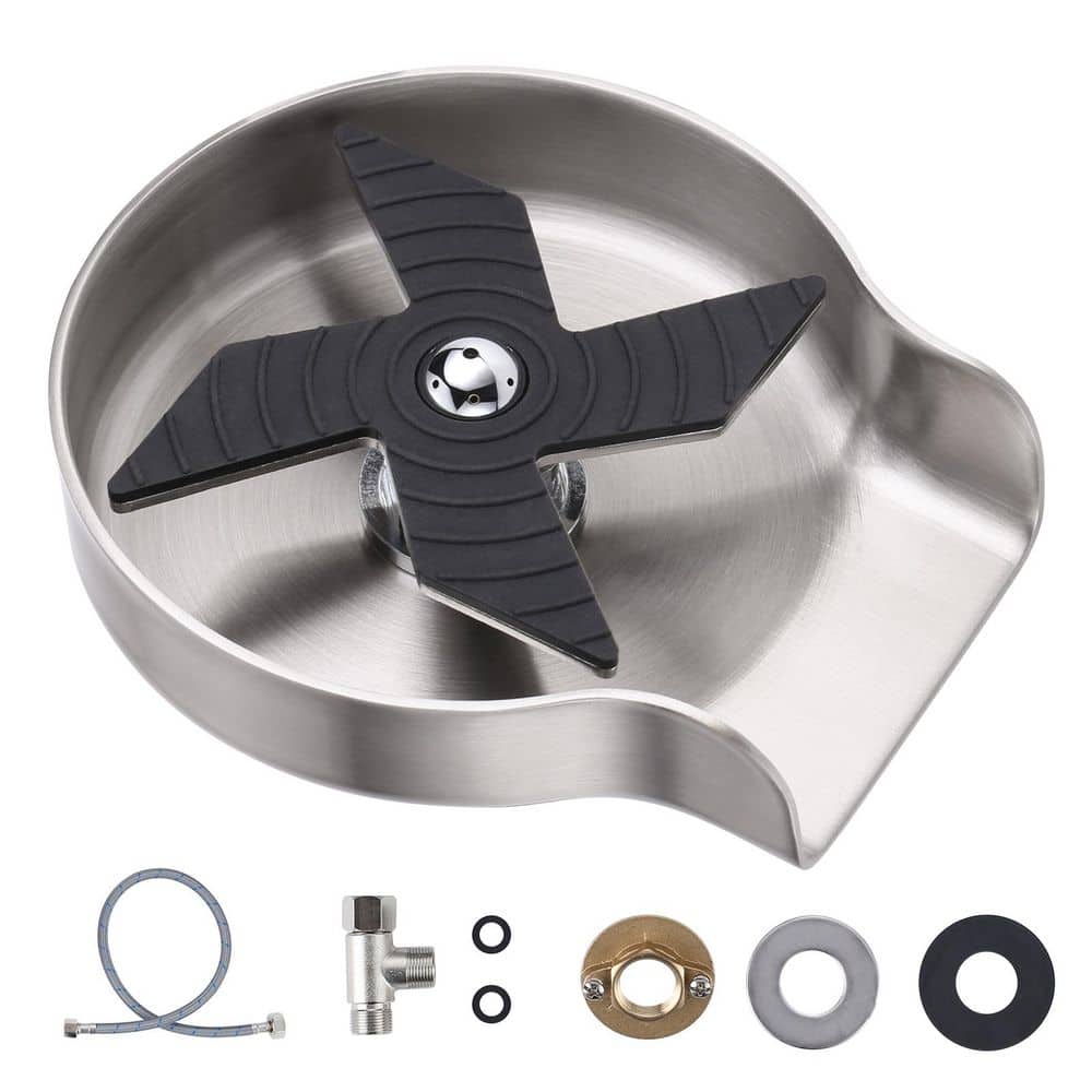VEVETTA 4 in. Stainless Steel Glass Rinser Cup Washer with Silicone ...