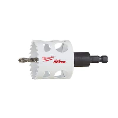 Milwaukee 2-1/8 in. Hole Dozer Bi-Metal Hole Saw with 3/8 in. Arbor & Pilot Bit 49-56-9668