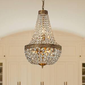 ALOA DECOR 4-Light Antique Gold 18 in. W Vintage and Glam Crystal ...