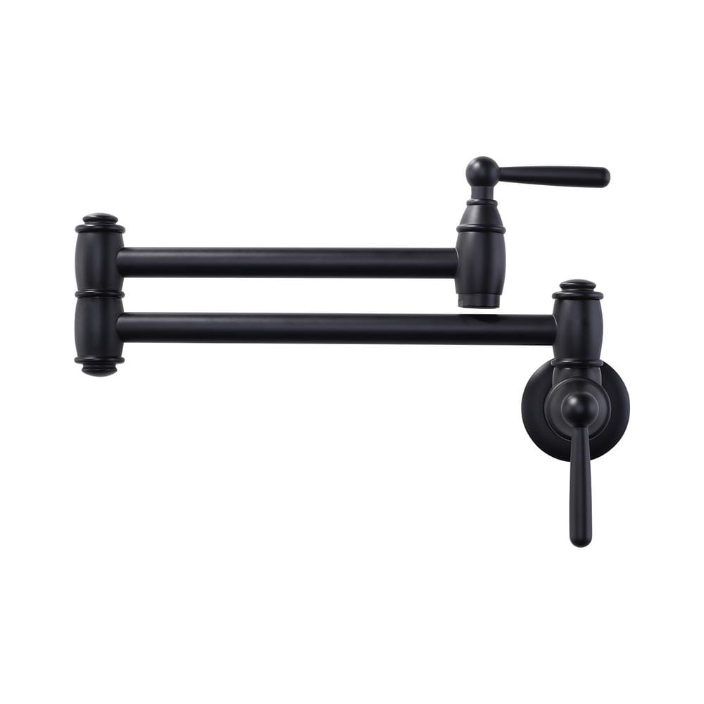 IVIGA Brass Wall Mount Pot Filler with Brass Valve, 2-Handles, Double ...