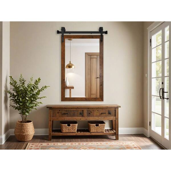 Rayne Mirrors (33 in. W x 52 in. H) Light Brown Modern Rustic Vertical ...