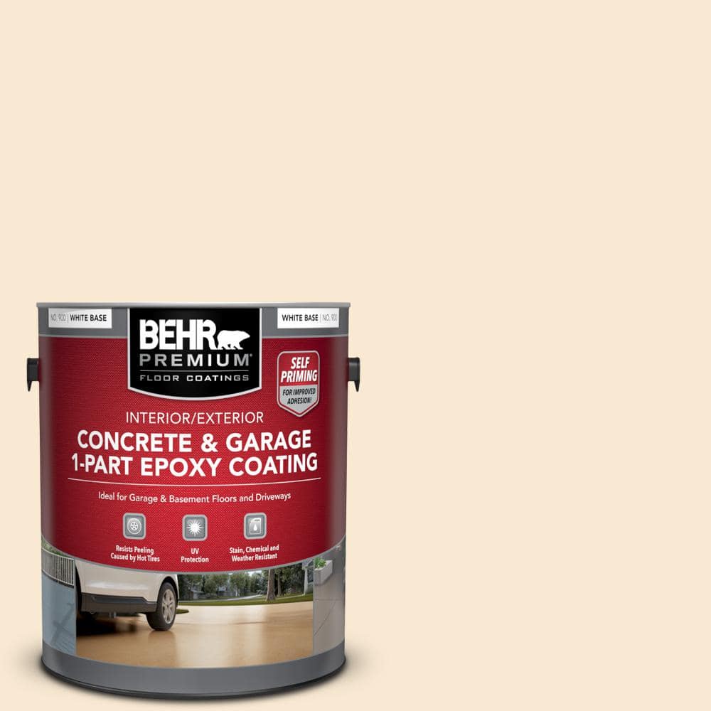 BEHR PREMIUM 1 gal. #OR-W05 Almond Milk Self-Priming 1-Part Epoxy Satin ...